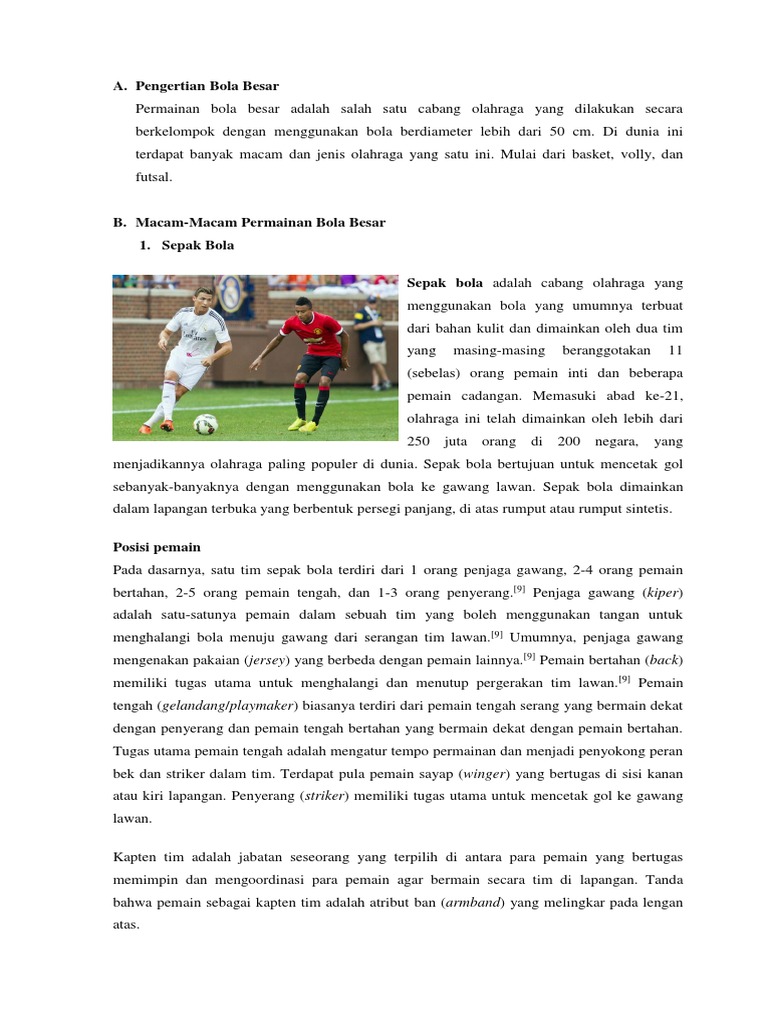 Pengertian dan Macam Bola Besar | PDF | Olahraga & Rekreasi
