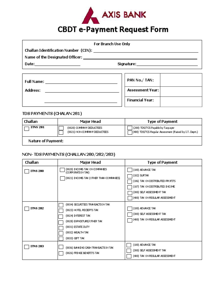 CBDT E-Payment Request Form - Annexure III NEW PDF | PDF | Payments | Taxes
