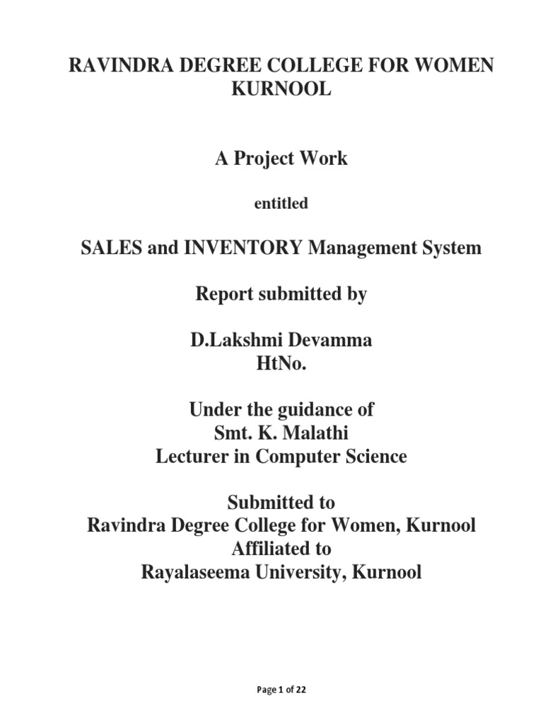 Sales and Inventory Management System | PDF | Inventory | Sales