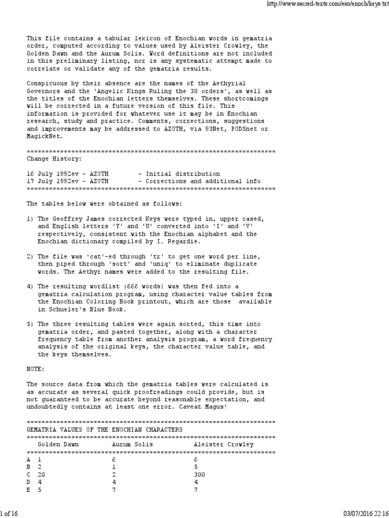 Enochian Keys | PDF | Collation | Orthography