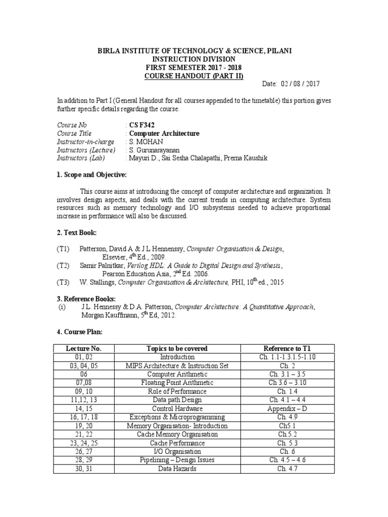 Birla Institute of Technology & Science, Pilani Instruction Division ...