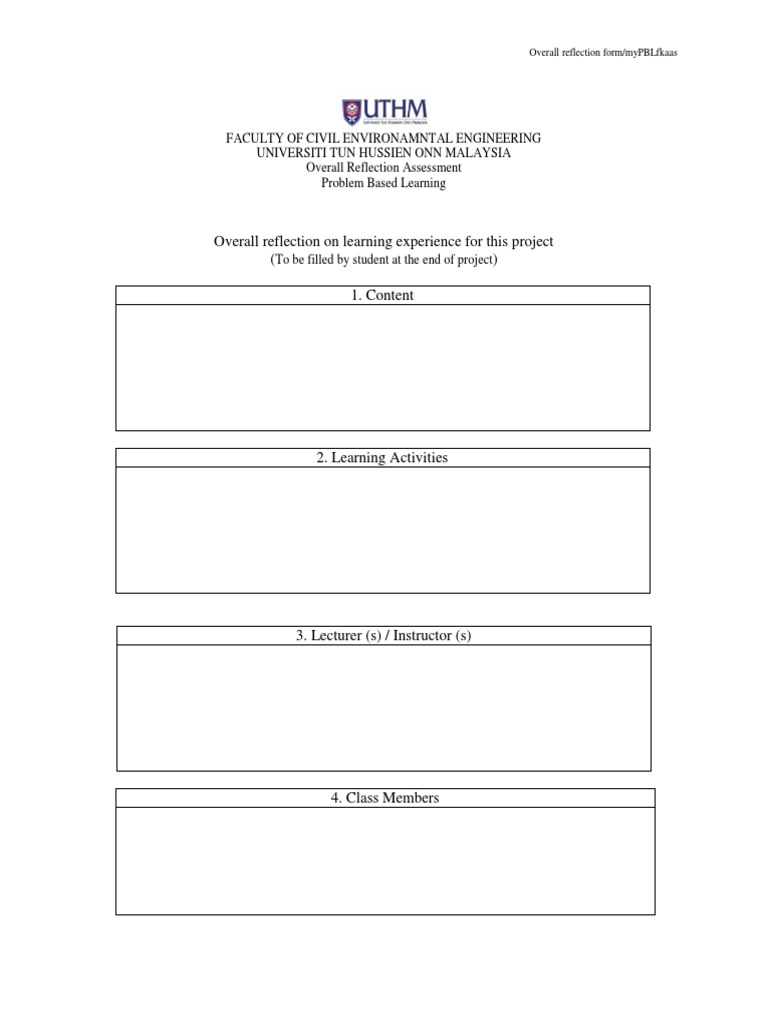 Form 4 - Overall Reflection Assessment | PDF