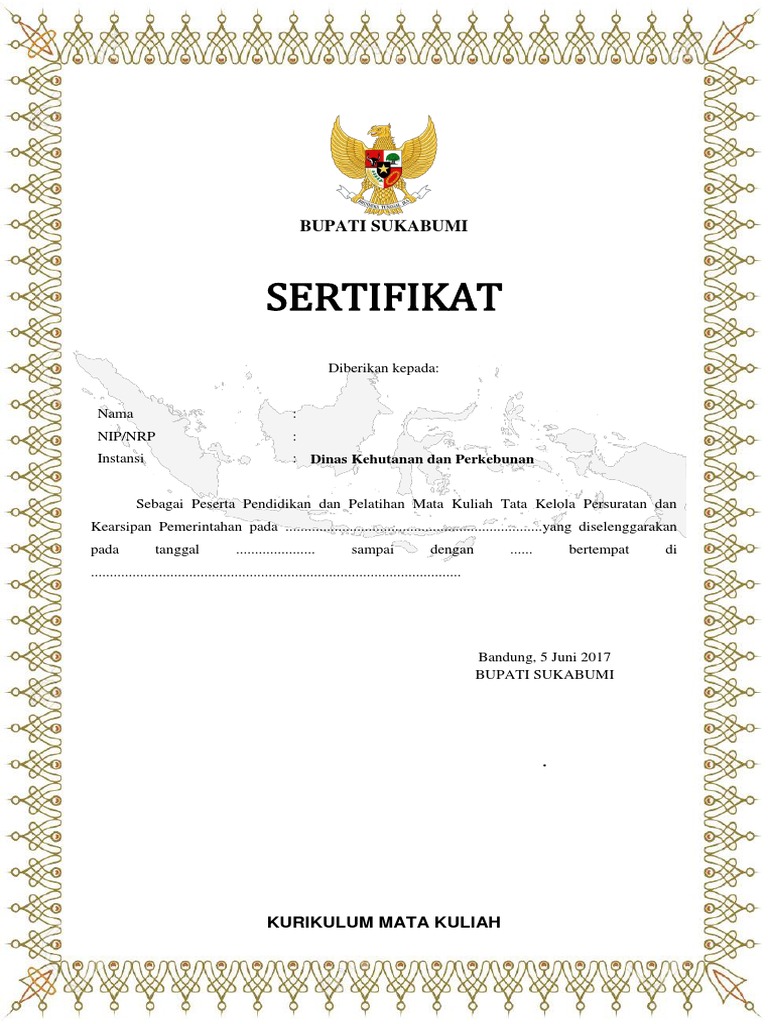 Contoh Sertifikat Pendidikan Dinas | PDF