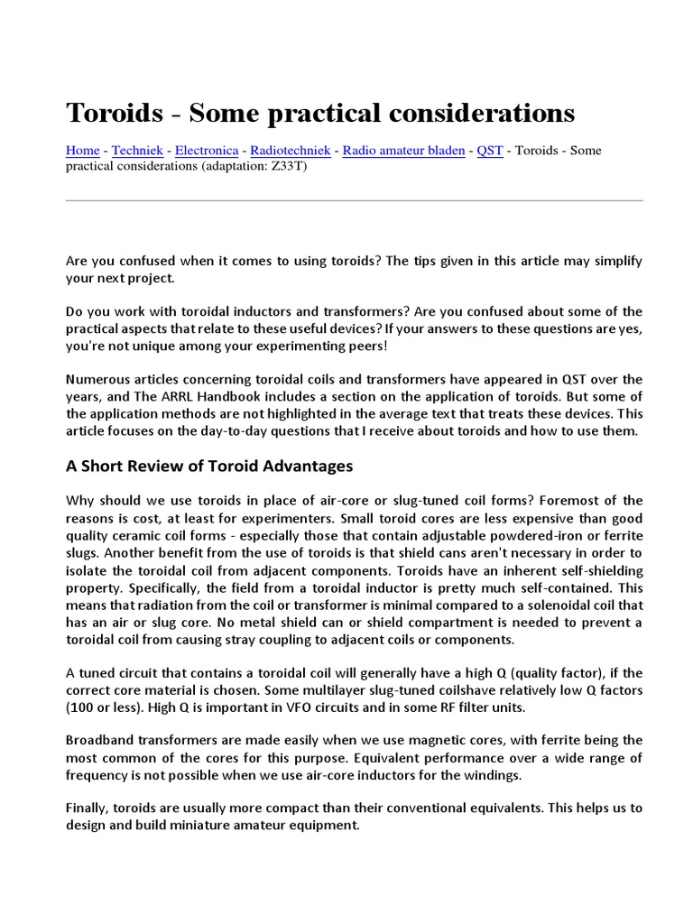 RF - Toroids | PDF | Inductor | Inductance