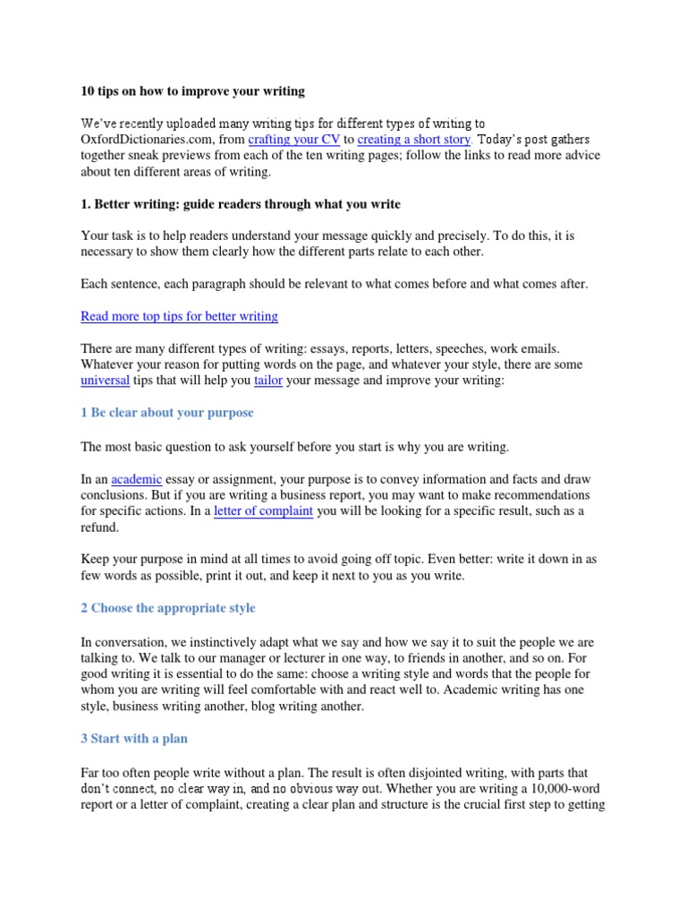 10 Tips On How To Improve Your Writing | PDF | Essays | English Language