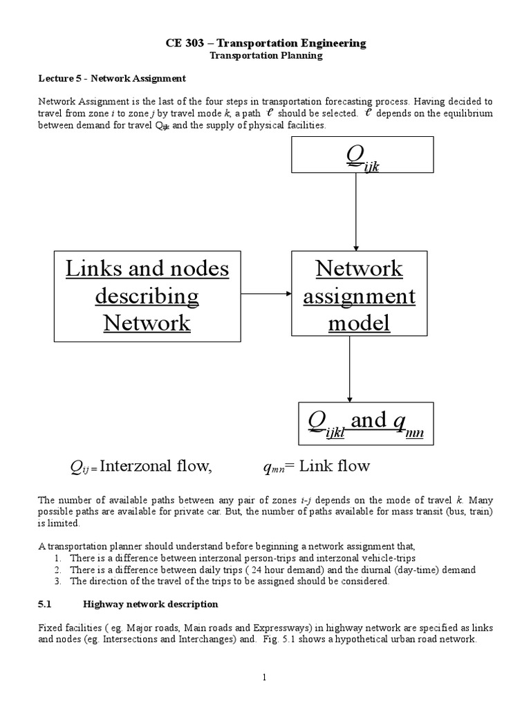 Lecture 5 Network Assignment | Download Free PDF | Traffic | Transport