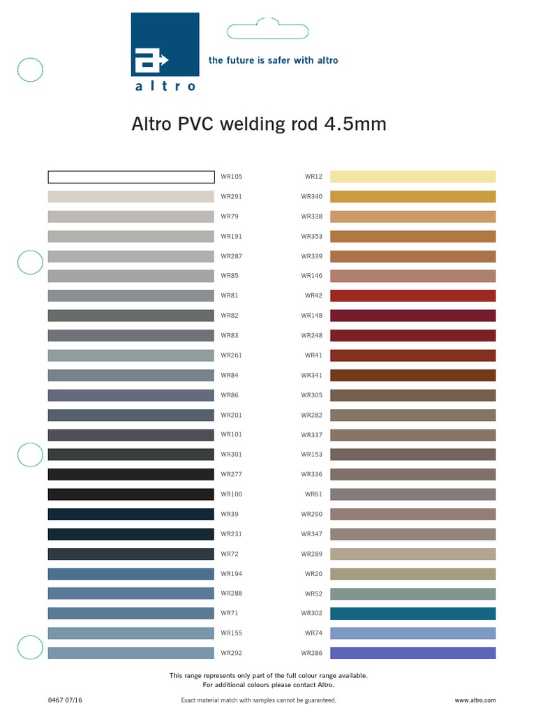 Altro Sample Card Altro PVC Weld Rod | PDF