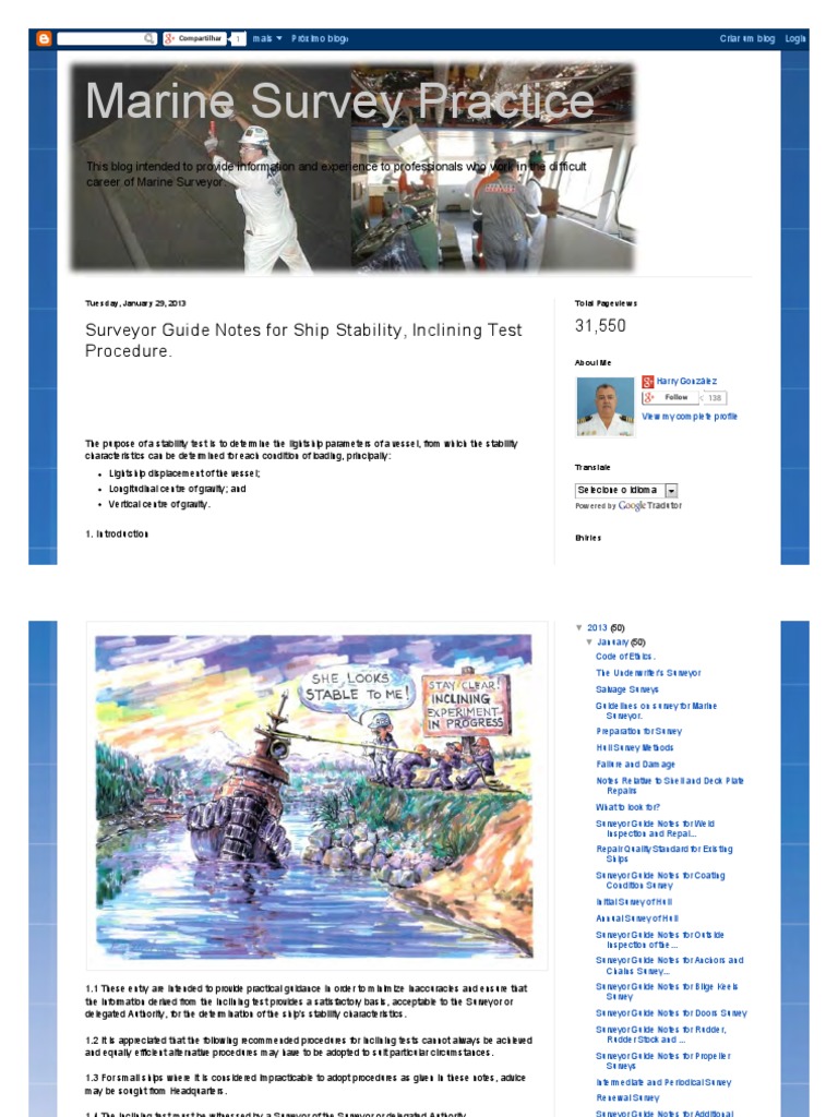 Ship Stability Inclining Test Guide | PDF | Ships | Surveying