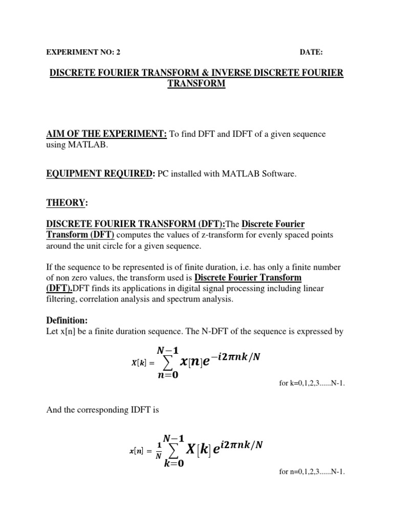Experiment No: 2: Date | PDF | Discrete Fourier Transform | Harmonic ...