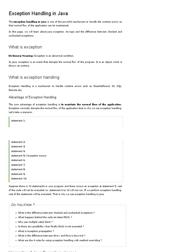 Exception Handling in Java | PDF | Java (Programming Language) | Software Development