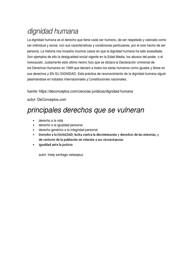 Dignidad Humana | PDF