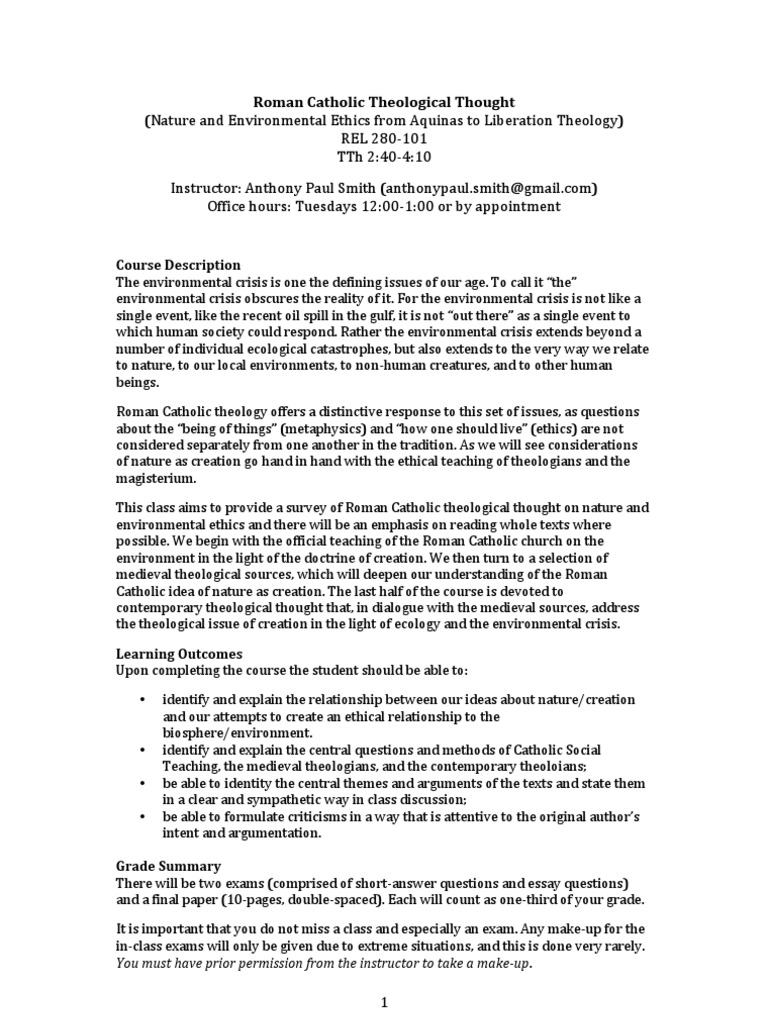 Roman Catholic Theological Thought Syllabus | PDF | Ecofeminism ...