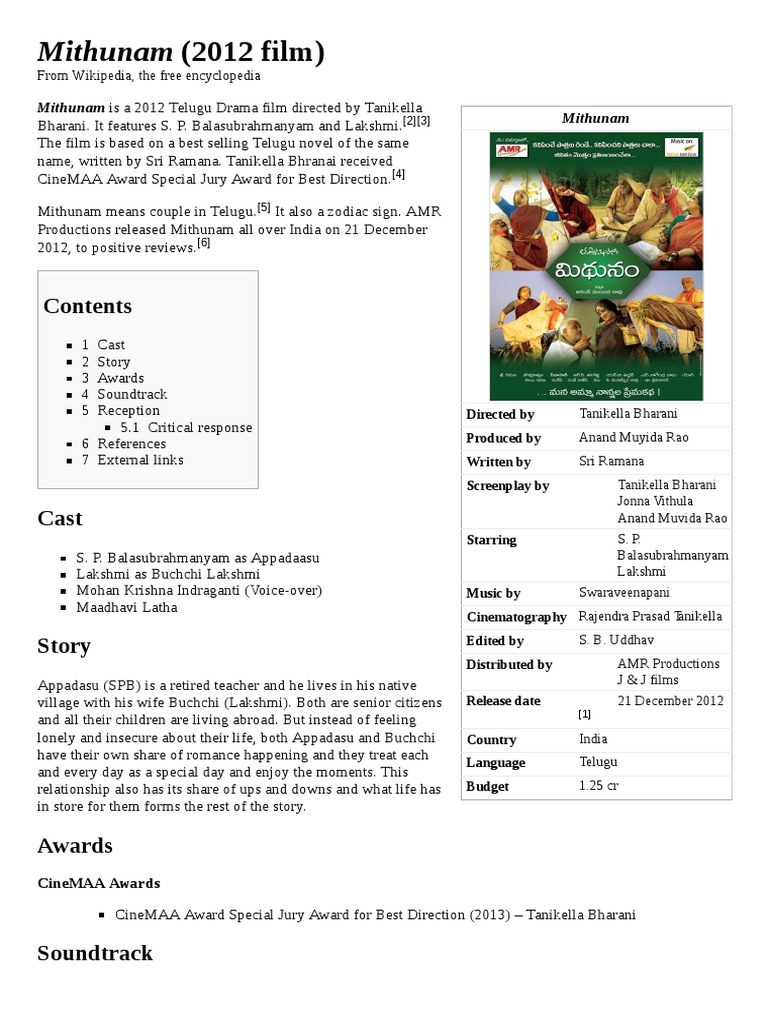 Mithunam (2012 Film) | Download Free PDF | Cinema Of India | Cinema