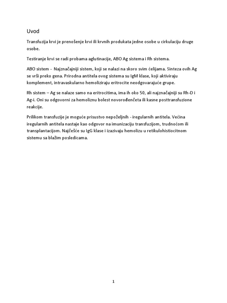 Transfuzija Krvi | PDF