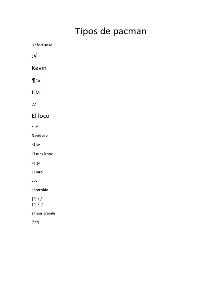 Tipos de Pacman | PDF