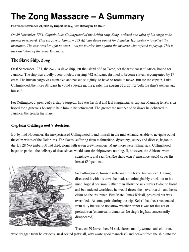 Zong Massacre Summary | PDF | Unfree Labour | Slavery