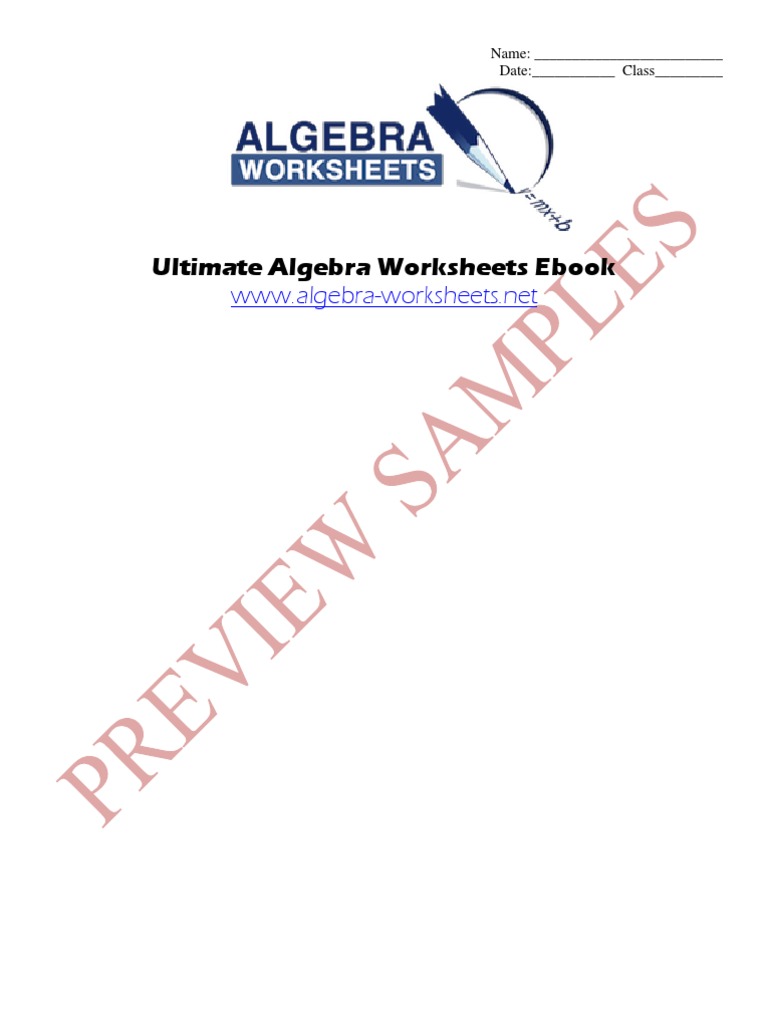 Ultimate Algebra Worksheets Ebook Preview No TOC | PDF | Equations ...