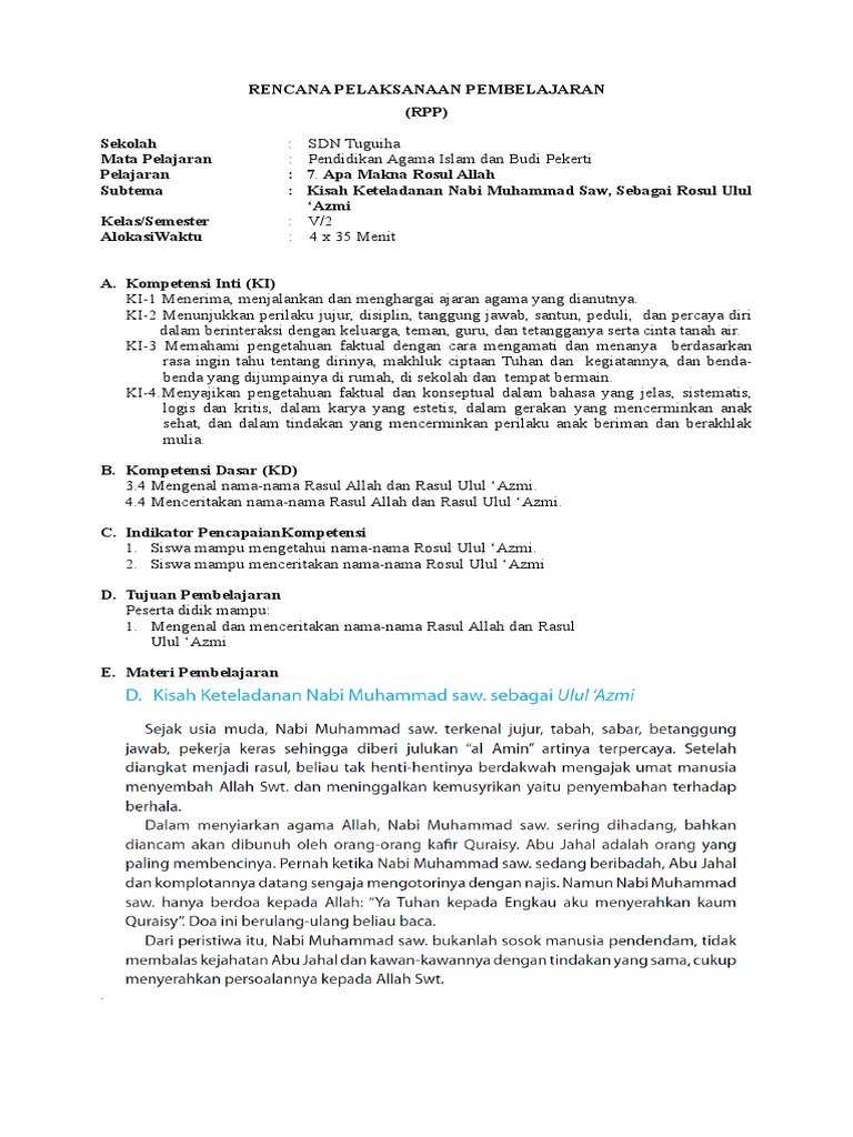 7.4.kisah Keteladanan Nabi Muhammad Saw, Sebagai Rosul Ulul Azmi | PDF ...
