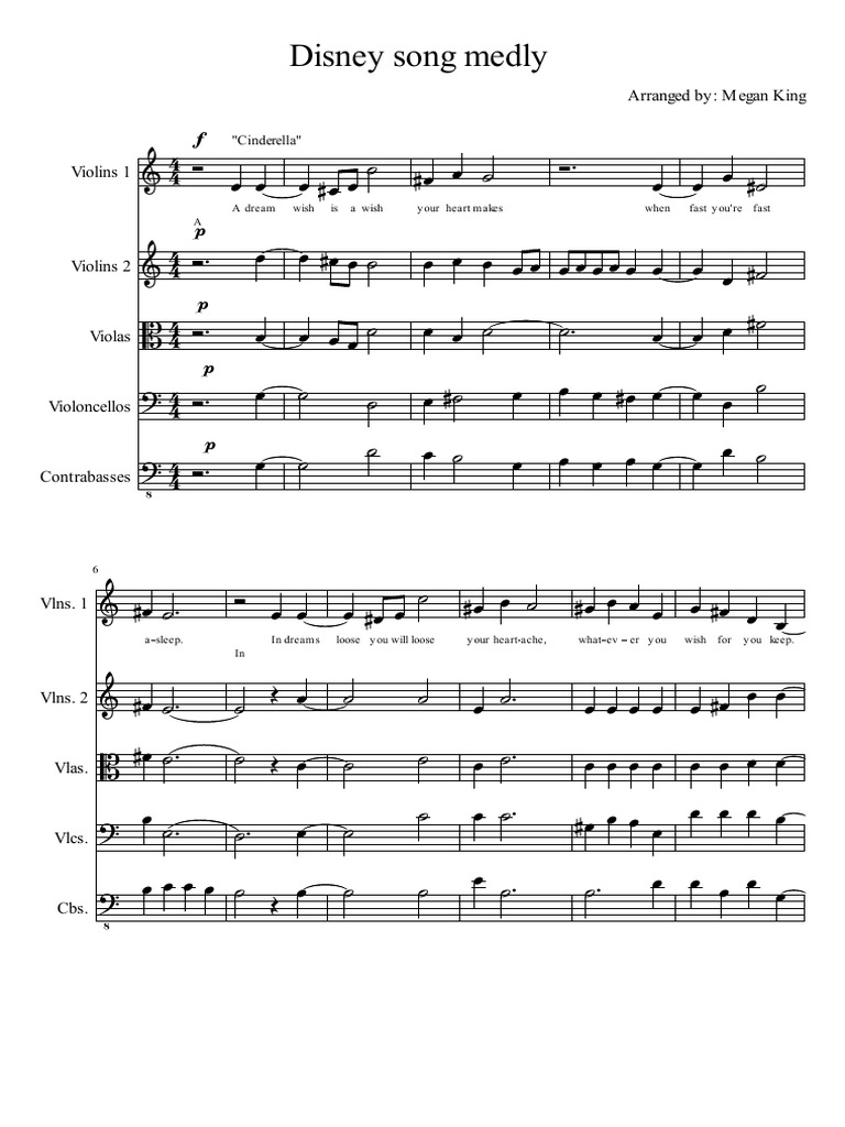 Disney Medley STRING5 | PDF | Bowed Instruments | Friction Musical ...