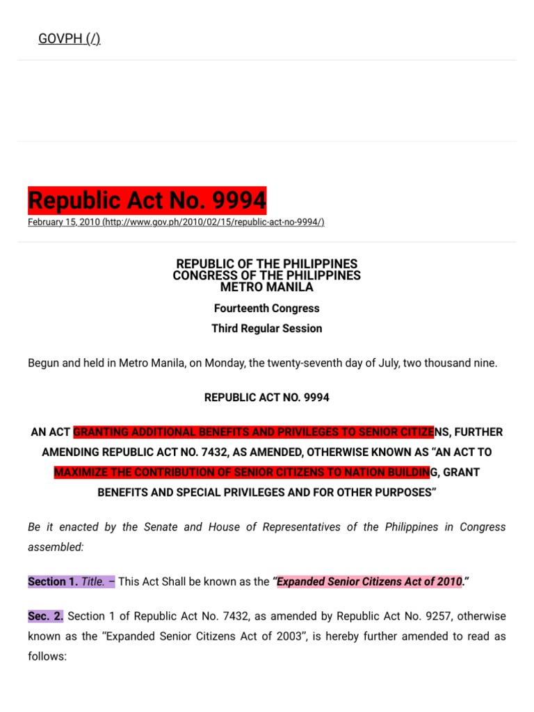 Republic Act No 9994 | PDF | Employment | Tax Deduction