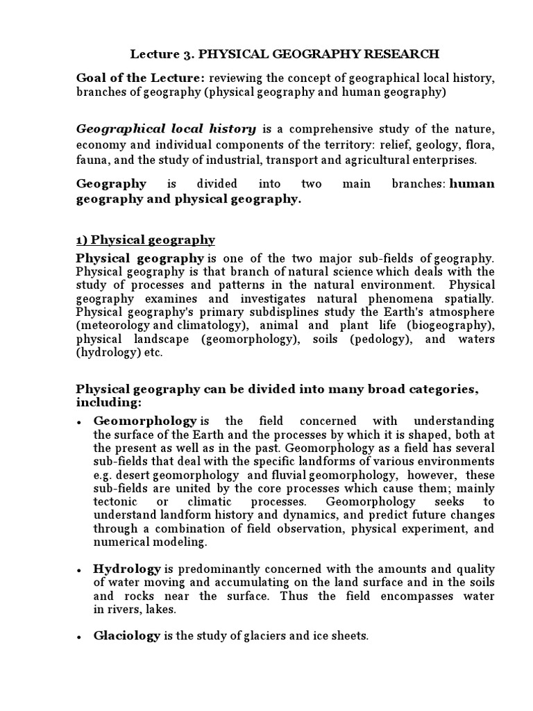 Physical Geography Examples