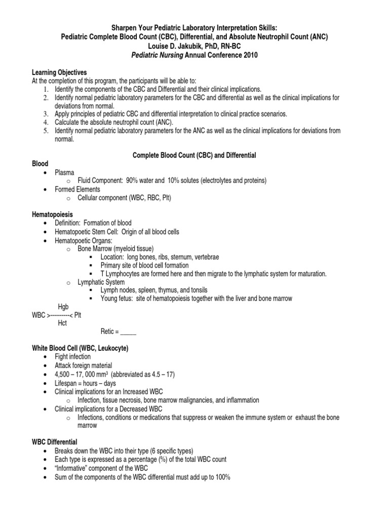 CBC Interpretation | PDF | Anemia | White Blood Cell