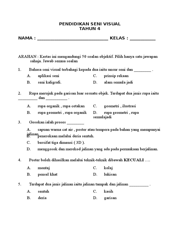 Exam PSV Tahun 4 | PDF