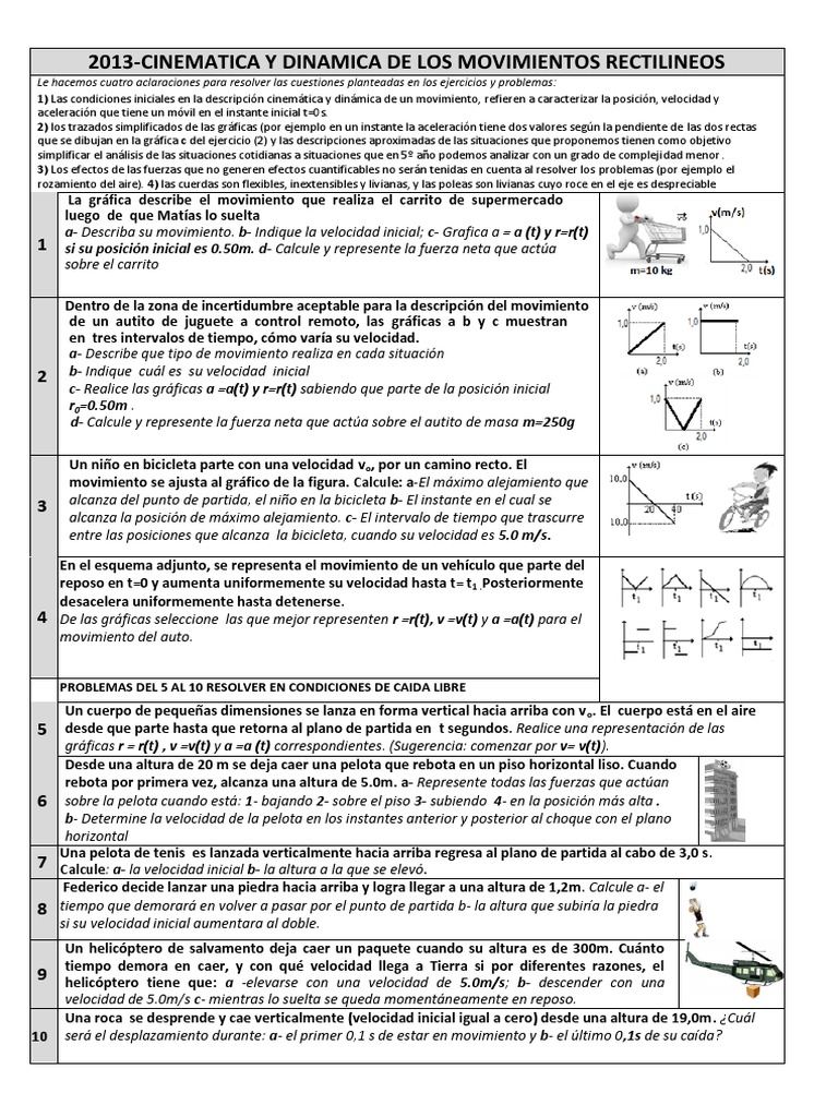 Ejercicios de Cinematica y Dinamica | PDF | Movimiento (física) | Fricción