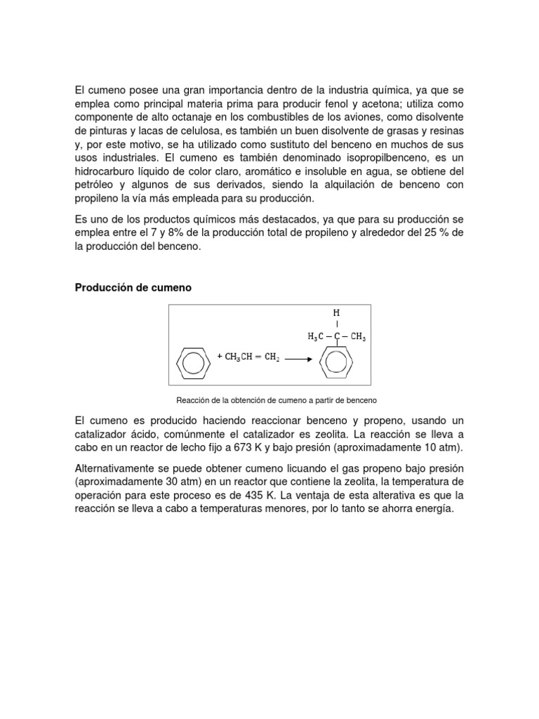 Cumeno | PDF | Cinética química | Benceno