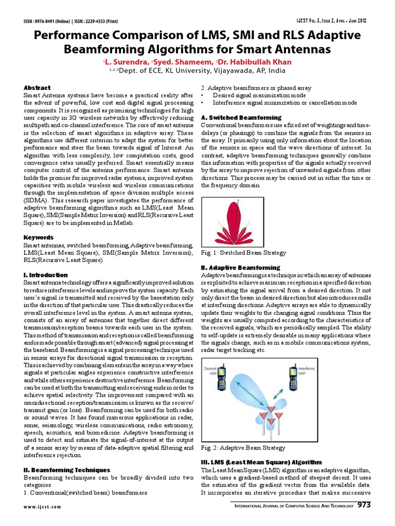 Performance Analysis Of Rls Over Lms Algorithm For Mse In Adaptive Filters Pdf Eigenvalues