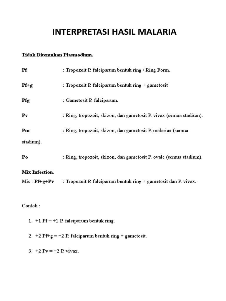 Interpretasi Hasil Malaria | PDF | Griya & Taman | Sains & Matematika