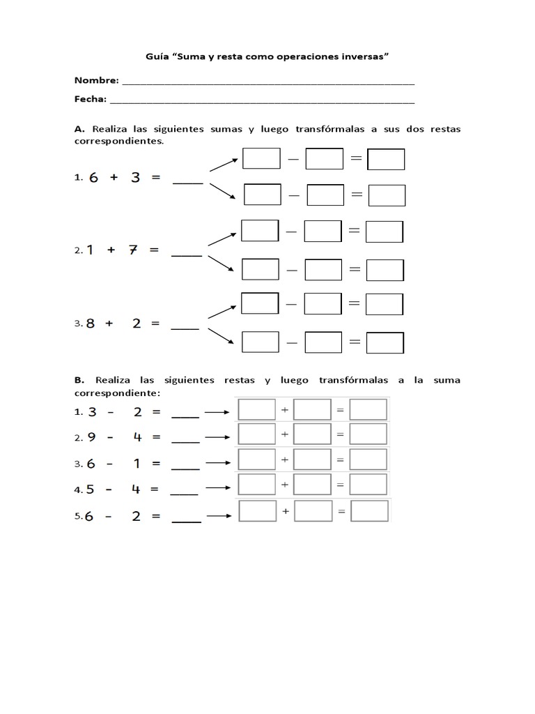 Ejercicios operaciones inversas