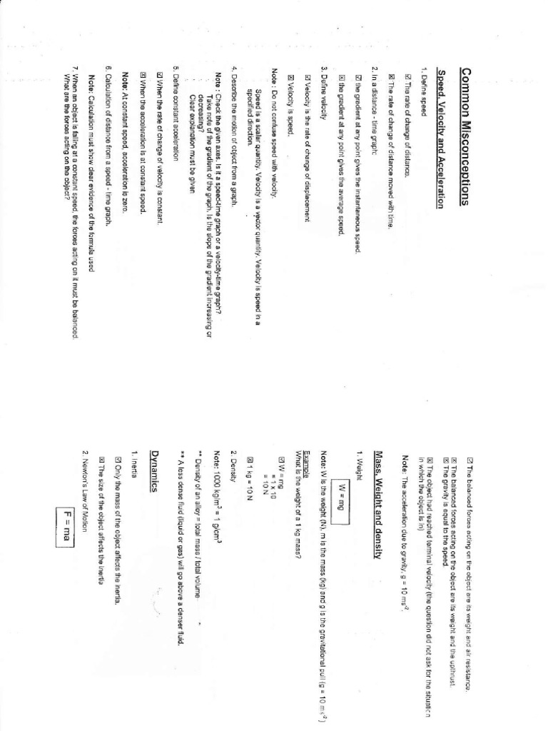 Physics Misconceptions | PDF