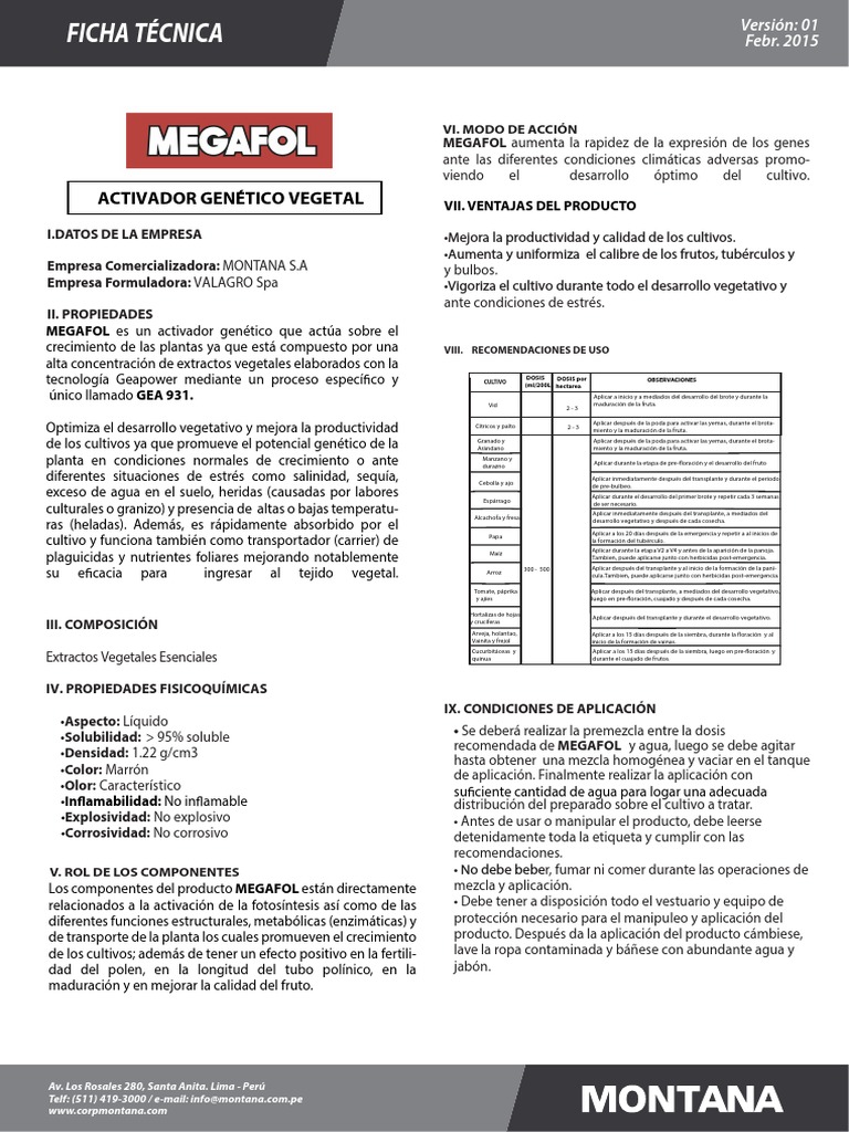 FT Megafol | PDF | Ajo | Agua