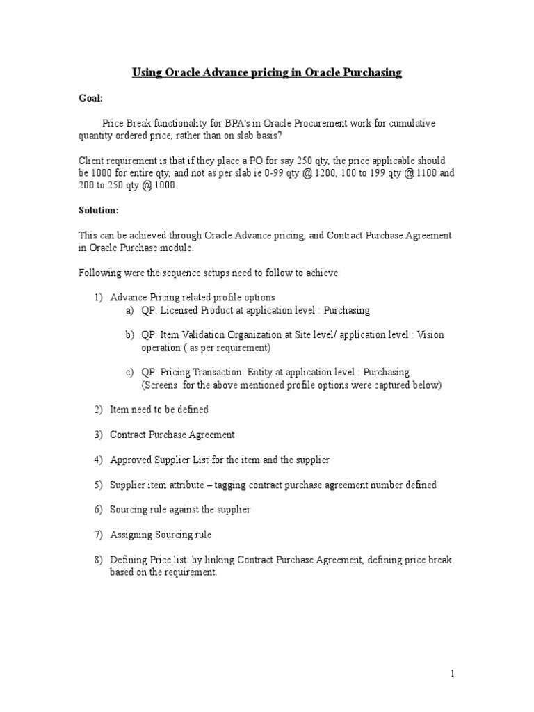 Using Oracle Advance Pricing in Oracle Purchasing | PDF | Procurement ...