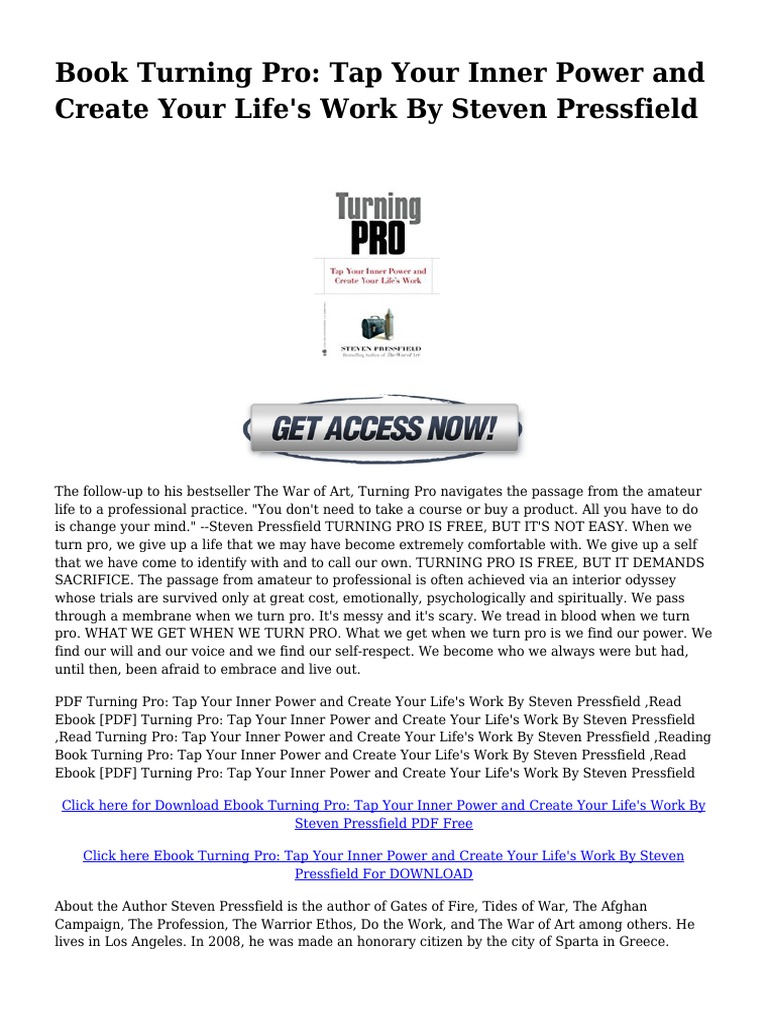 0vgo PDF Turning Pro Tap Your Inner Power and Create Your Lifes Work by Steven Pressfield | PDF ...