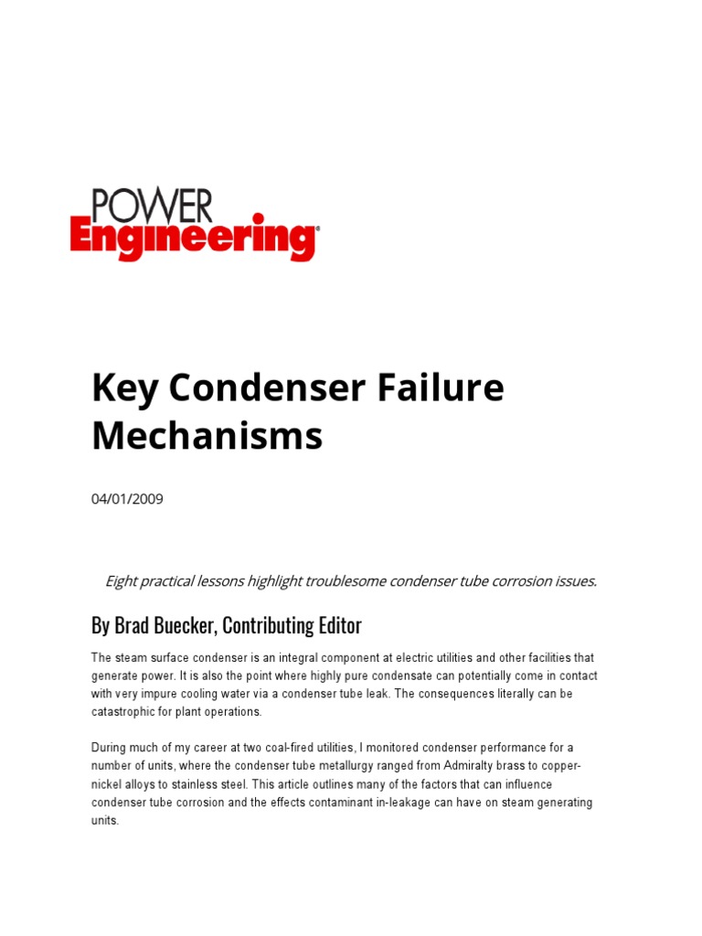 Key Condenser Failure Mechanism | PDF | Corrosion | Boiler