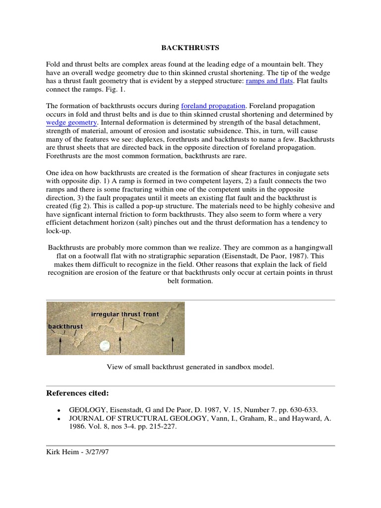 Back Thrusts Fault | PDF