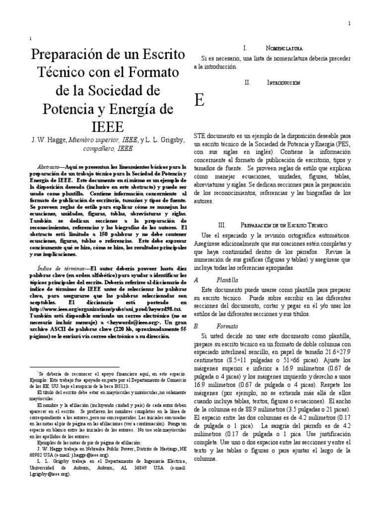 Plantilla IEEE Documentos Tecnicos | PDF | Nikola Tesla | Soporte