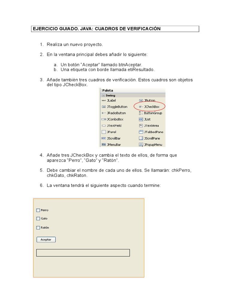 01 Guiados Java Cuadros Verificacion | PDF