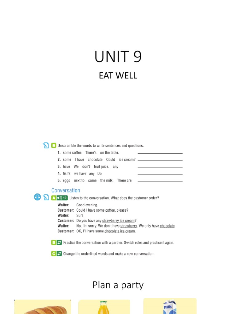 Unit 9 Eat Well | PDF