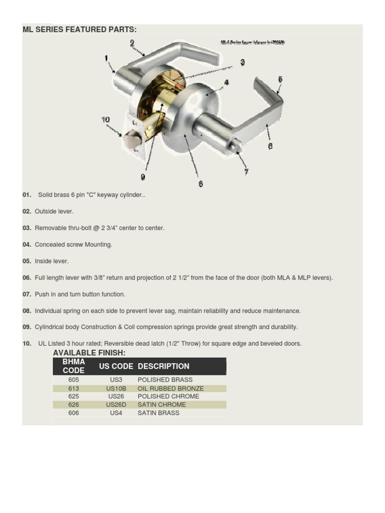 ML SERIES FEATURED PARTS AND EXPLODED VIEW: SPECIFICATIONS AND ...