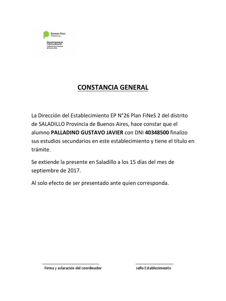 Constancia General | PDF