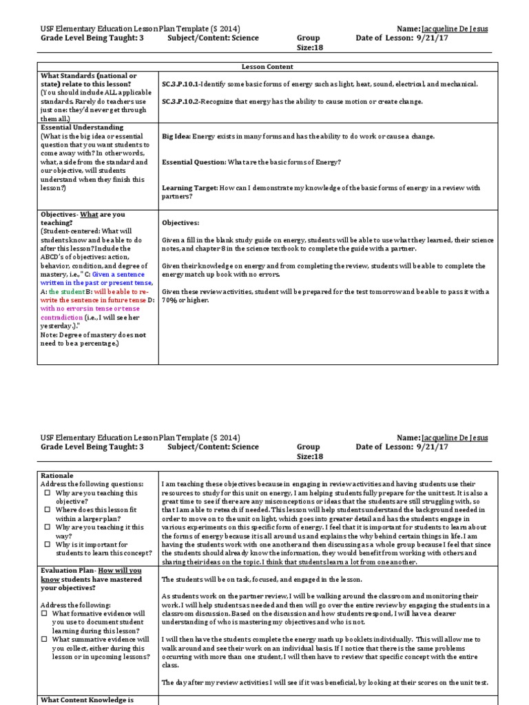 The Basic Forms of Energy | PDF | Lesson Plan | Teaching Method