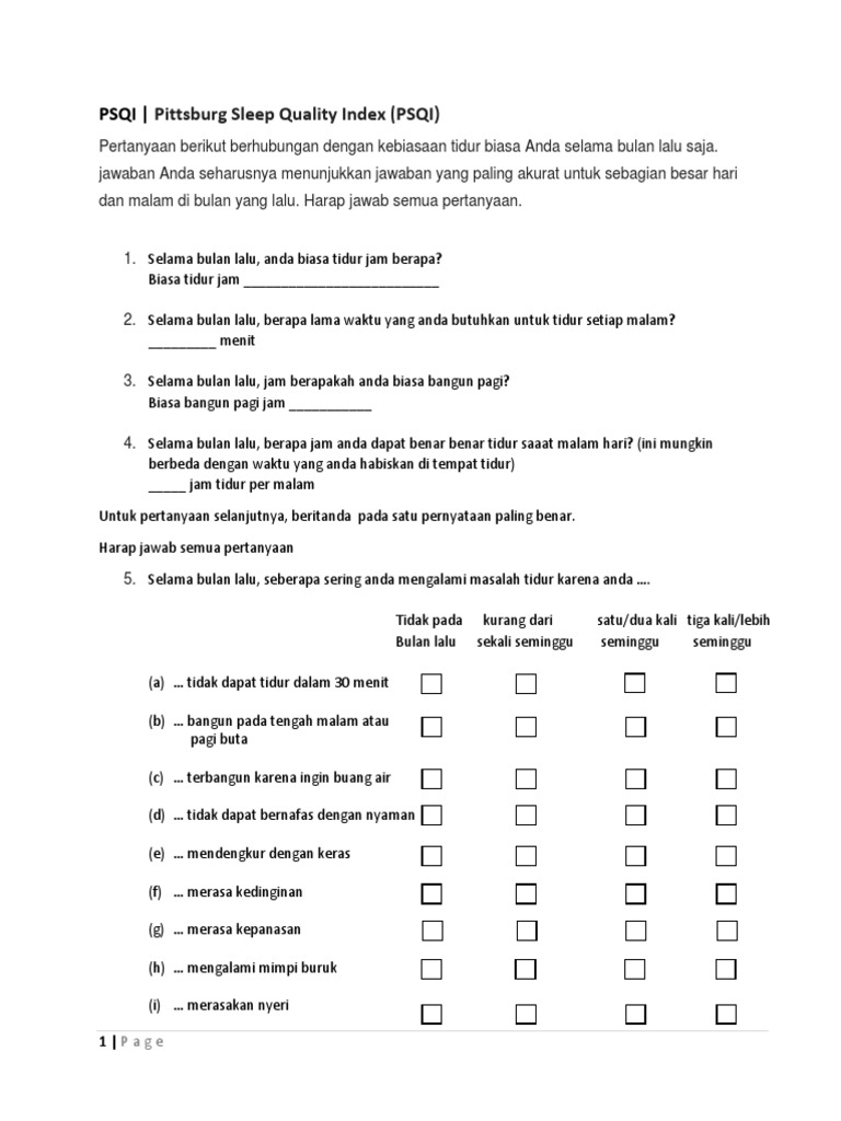 PSQI | PDF