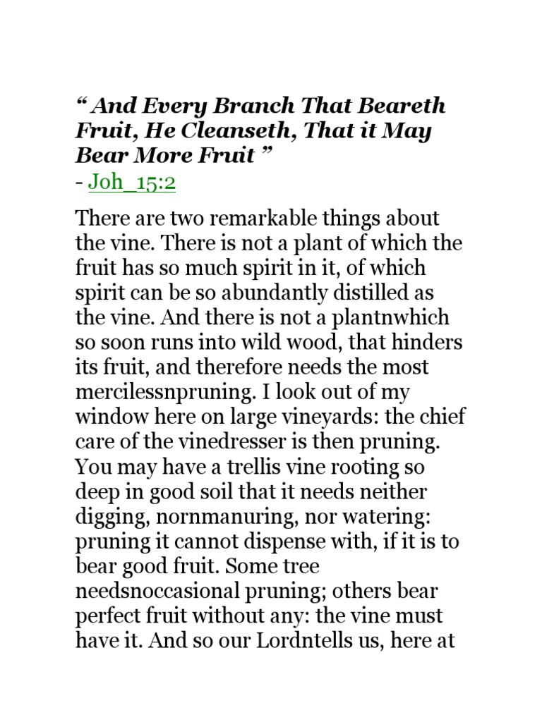And Every Branch That Beareth Fruit | PDF | Pruning | Jesus