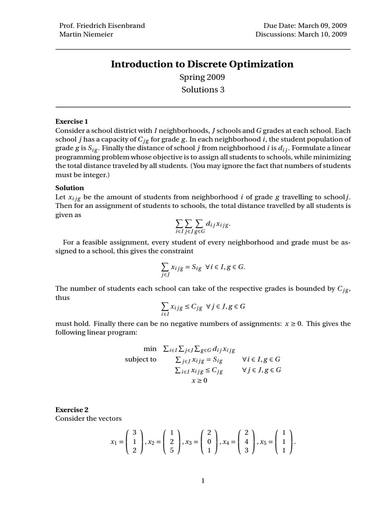 Introduction To Discrete Optimization: Spring 2009 Solutions 3 | PDF ...