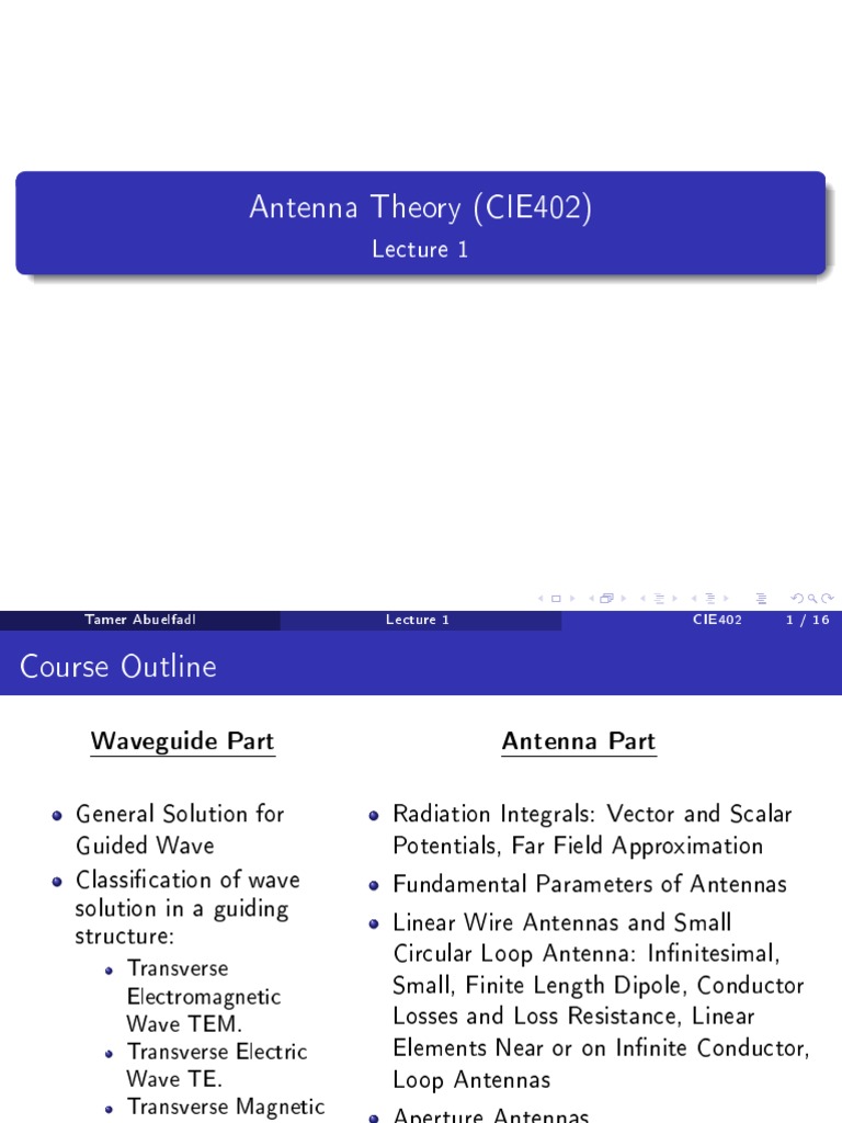 Lecture 1 Pdf Pdf Antenna Radio Waveguide