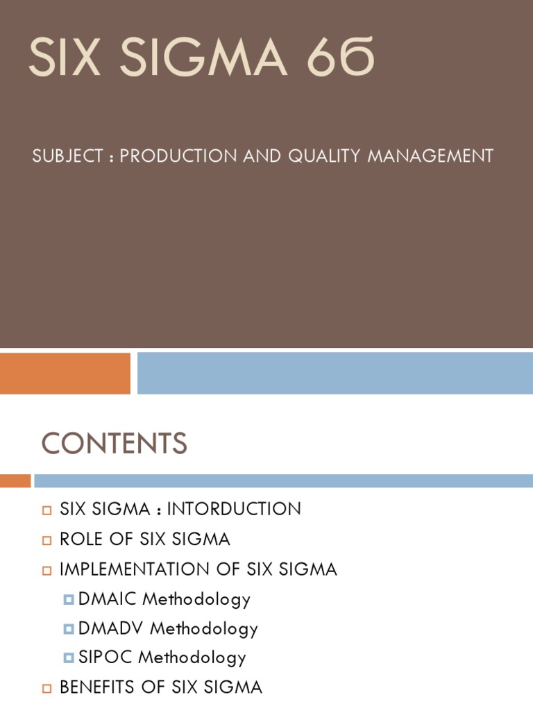 Six Sigma 6Ϭ: Subject: Production And Quality Management | PDF | Six Sigma | Systems Science