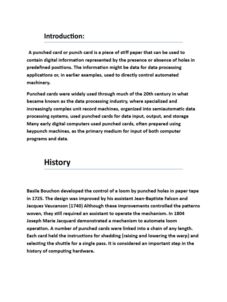 Assignment On Punch Card | PDF | Computing | Computer Engineering